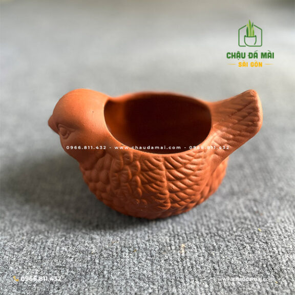 Chậu đất nung trang trí - HÌNH CHIM SẺ - Chậu Đá Mài Sài Gòn